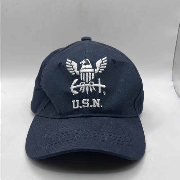 Accessories | Usn Navy Blue Cap Baseball Hat White Embroidery Strapback ...